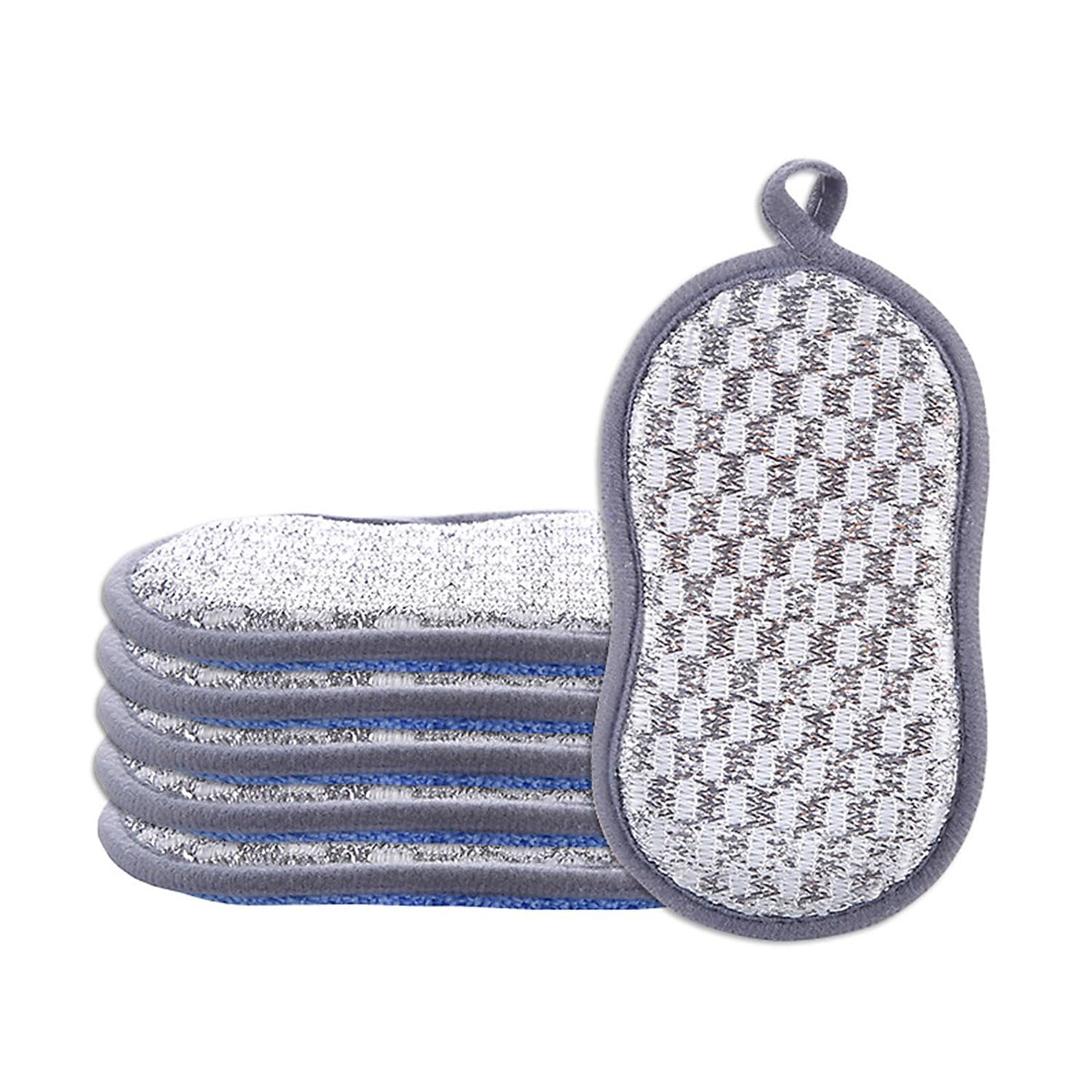 6 Pack Dual-Sided Kitchen Sponges, Non-Scratch Microfiber & Scrubber ...