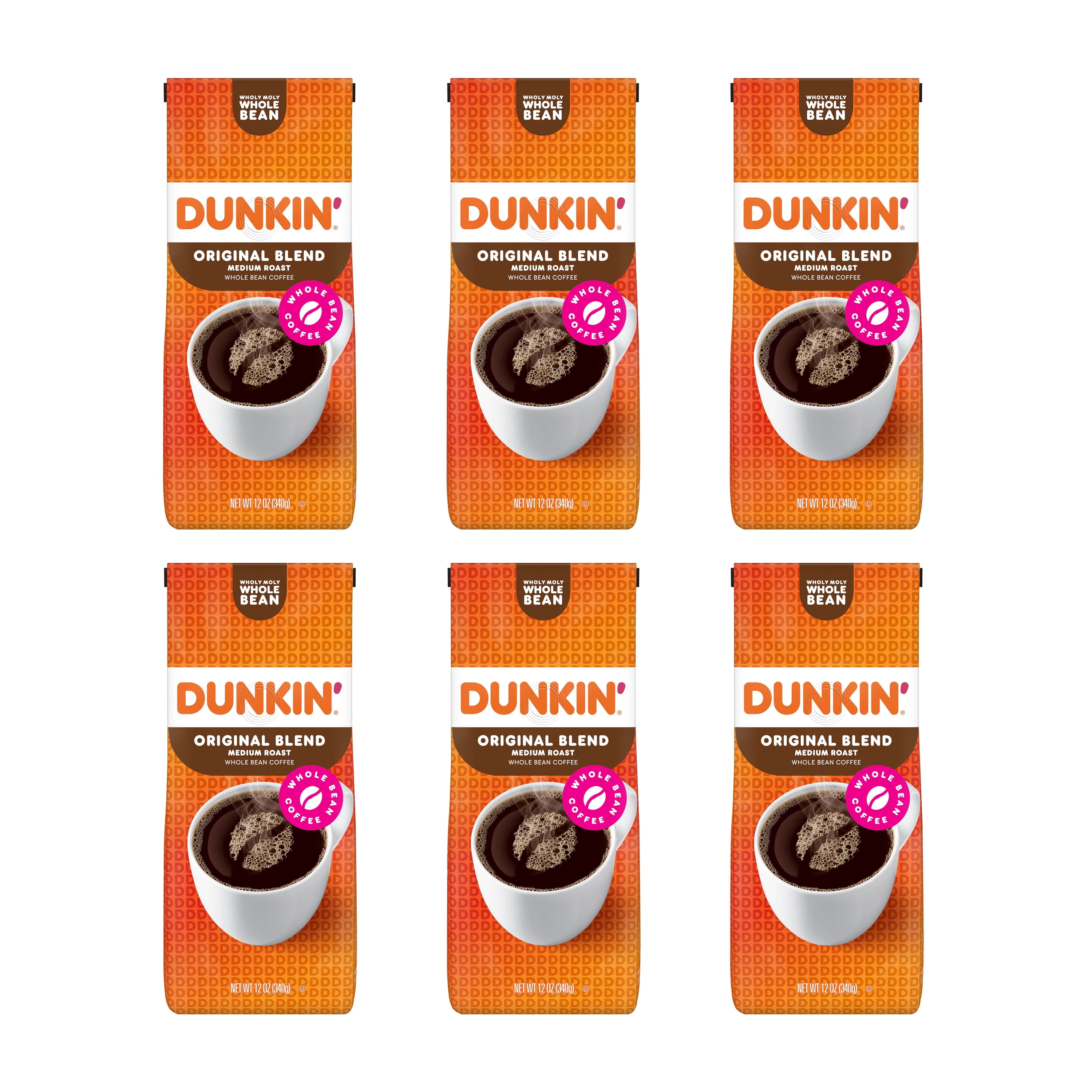 Free Shipping! (6 Pack) Dunkin' Original Blend Medium Roast Whole Bean ...