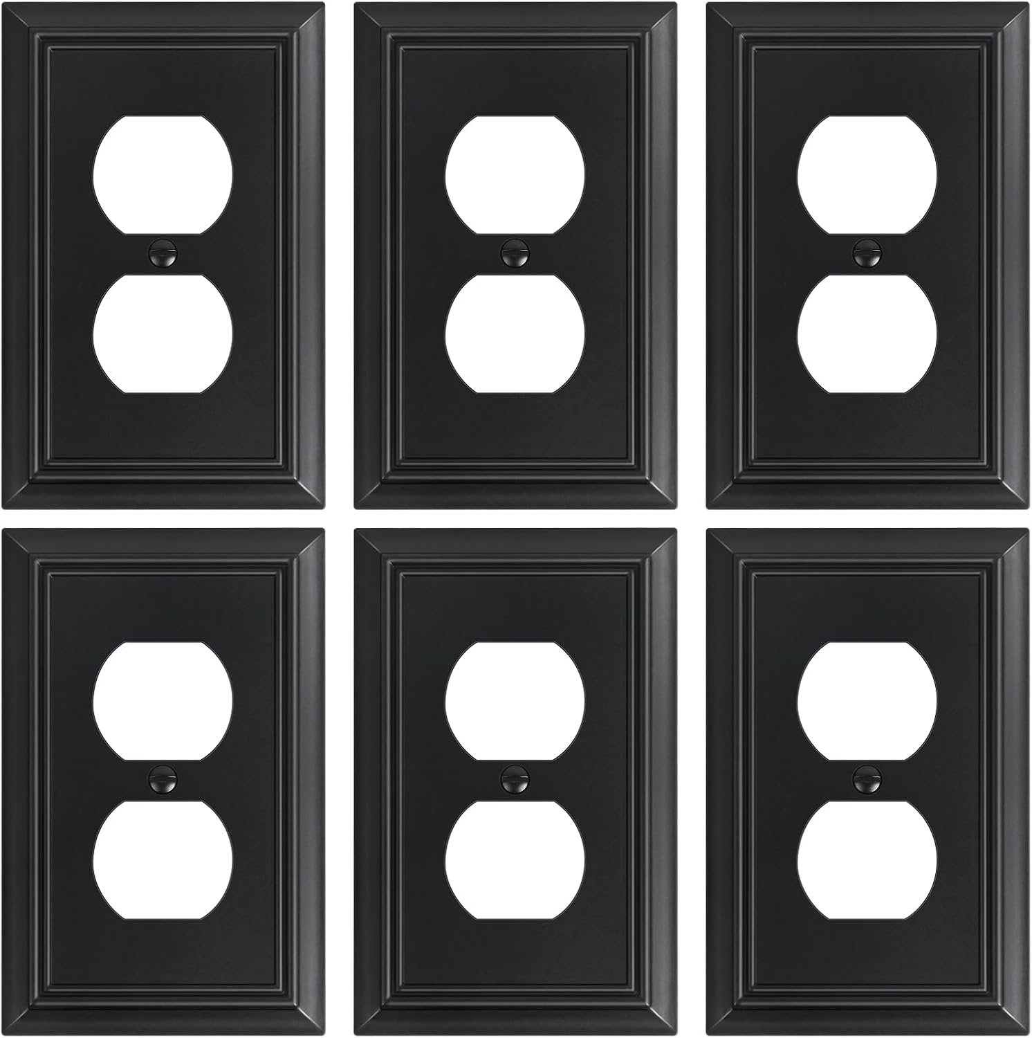 6-Pack Duplex Outlet Cover Plate, Decorative Matte Black Switch Plates ...