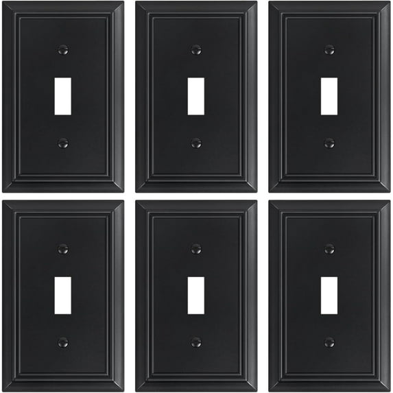 6-Pack Duplex Outlet Cover Plate, Decorative Matte Black Switch Plates ...