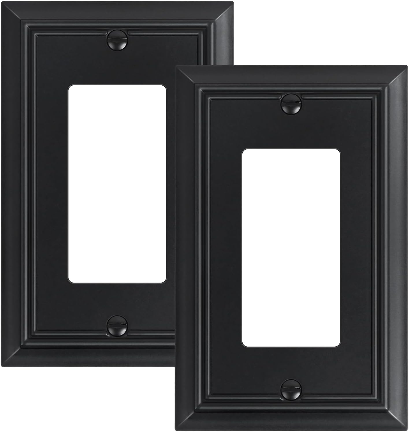 6-Pack Duplex Outlet Cover Plate, Decorative Matte Black Switch Plates ...