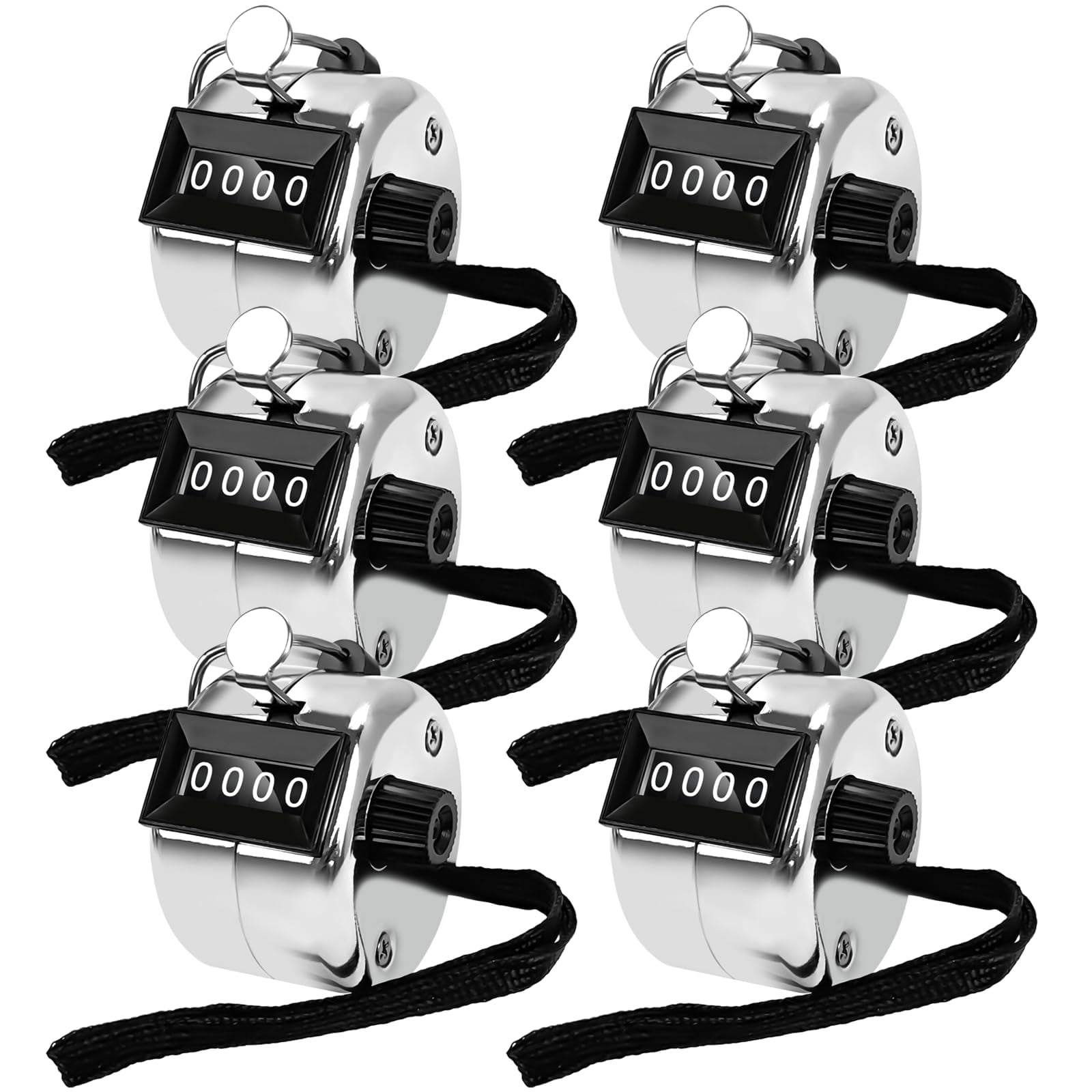 6 Pack Durable Metal Tally Counter, 4 Digit Hand Clicker with Nylon ...