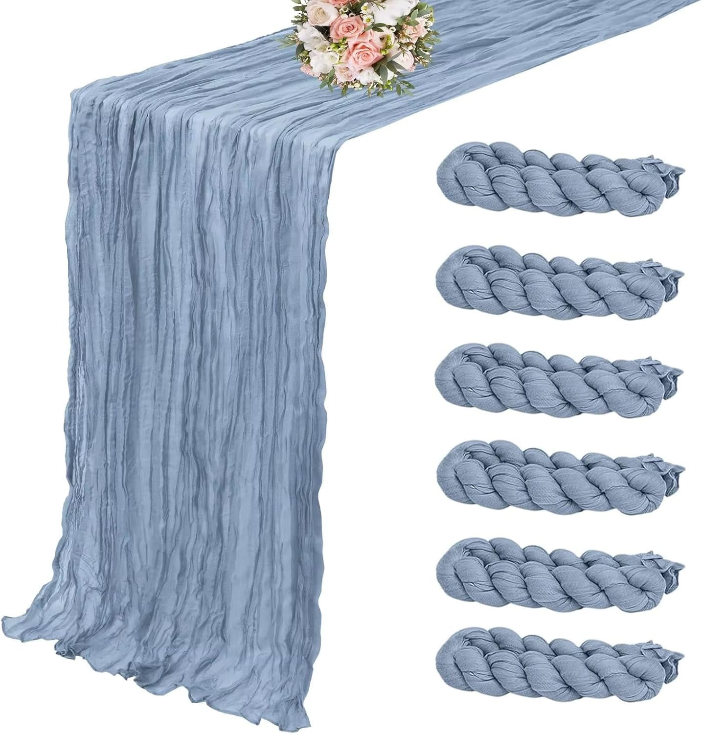 6 Pack Dusty Blue Cheesecloth Table Runner, 35 x 120 Inch Dusty Blue ...