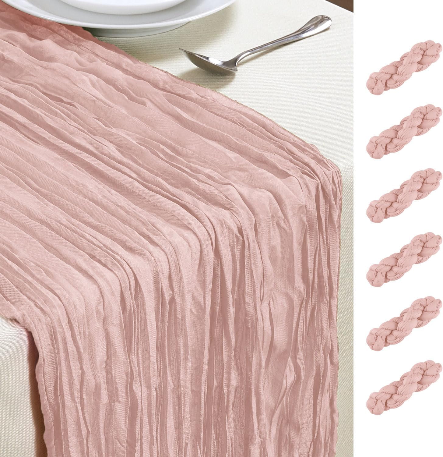 6 Pack Dusty Pink Cheesecloth Table Runner 10FT Long Boho Gauze Table ...