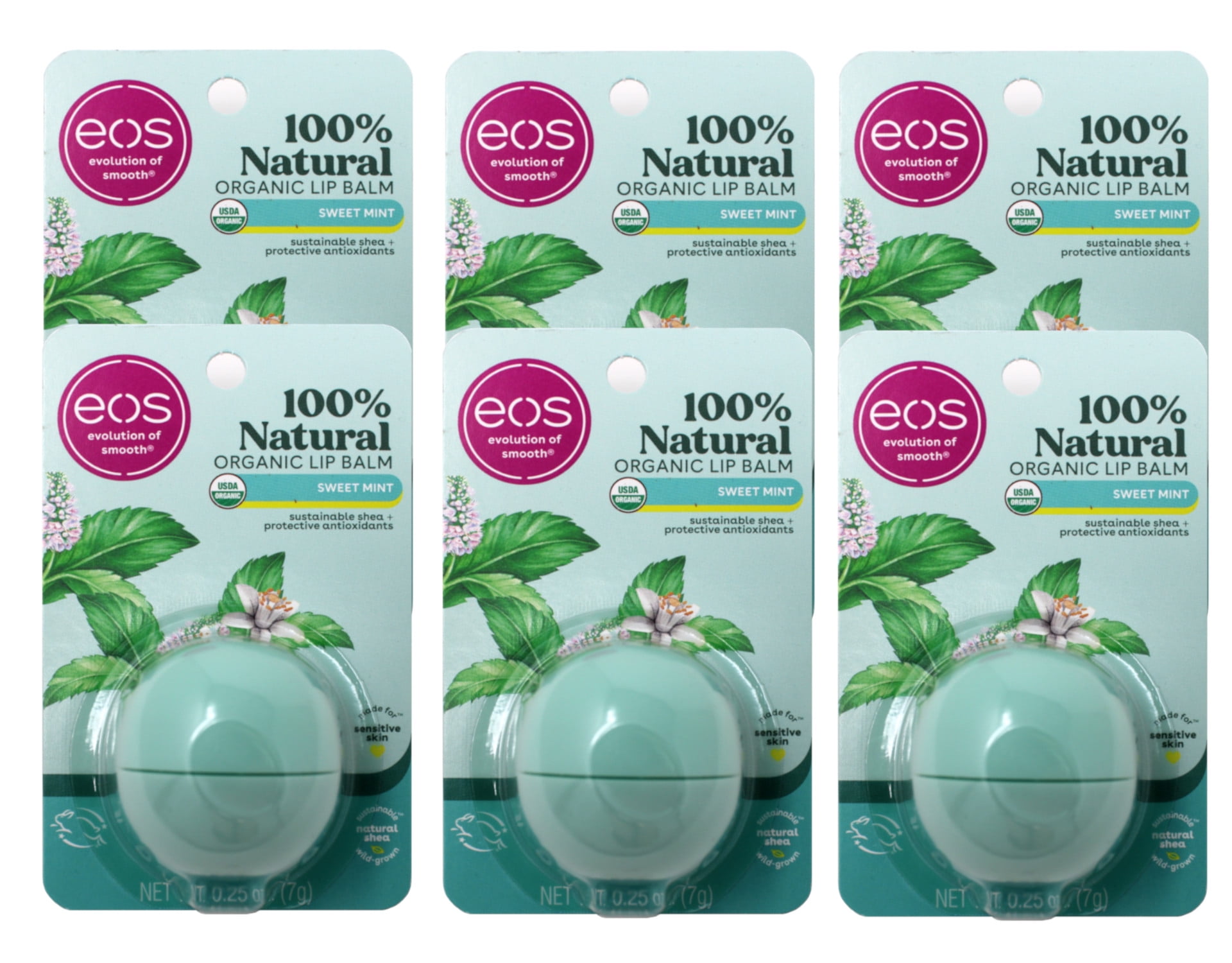 EOS 6 Pack Chapstick Set, Bulk Multipack, Sweet Mint Flavor, Smooth ...