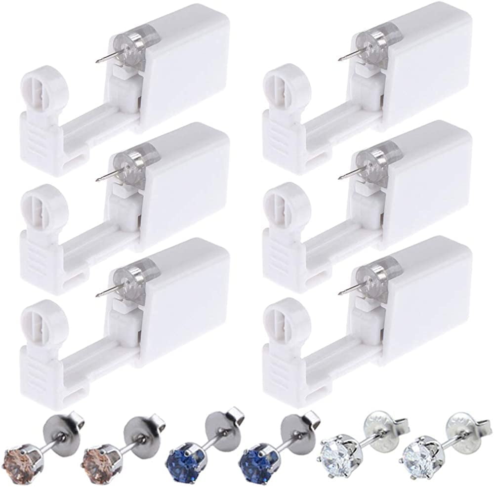 6 Pack Ear Piercing Kit Disposable Self Ear Piercing Gun with Ear Stud ...
