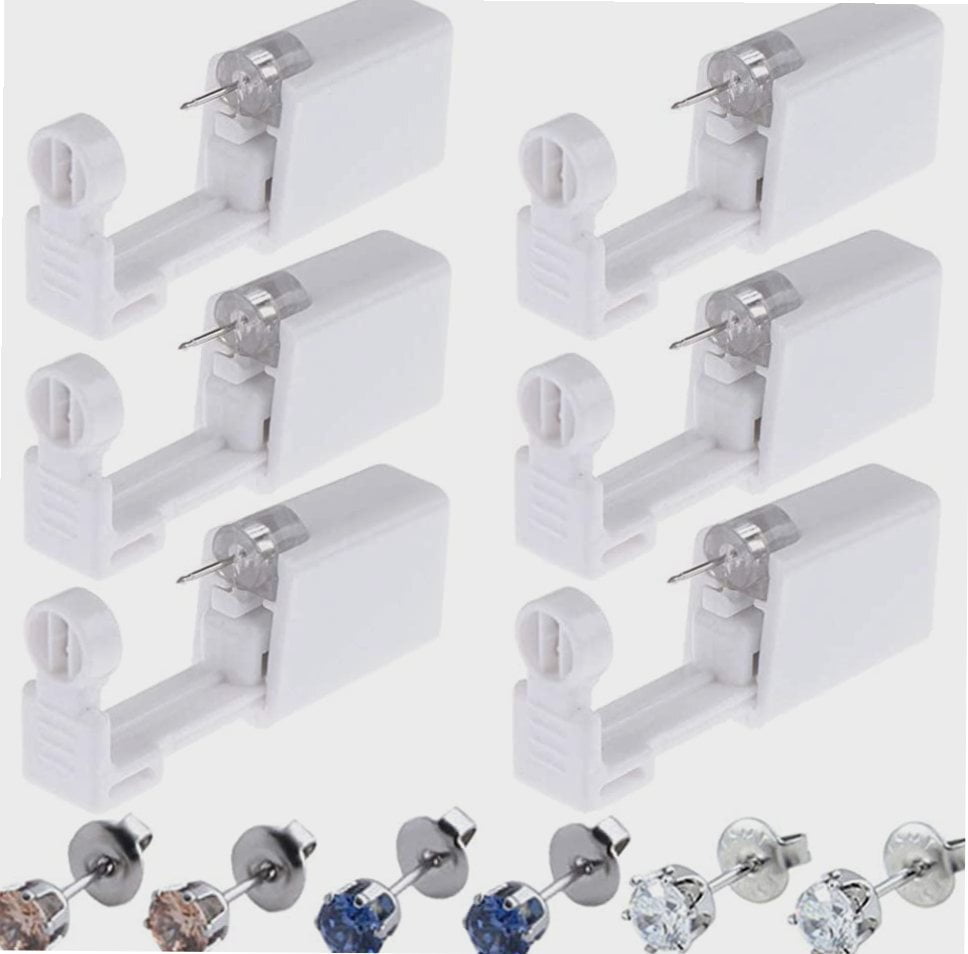 6 Pack Ear Piercing Kit Disposable Self Ear Piercing Gun with Ear Stud ...