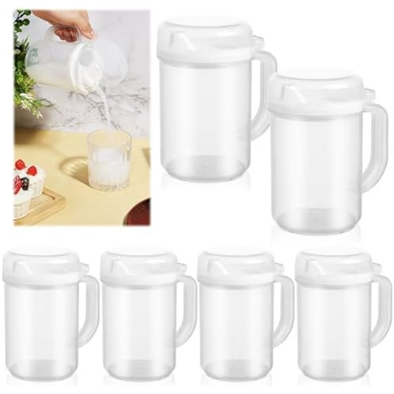 6 Pack Early Learning Kids Easy Pour Mini Pitchers 20 Oz Clear Plastic ...