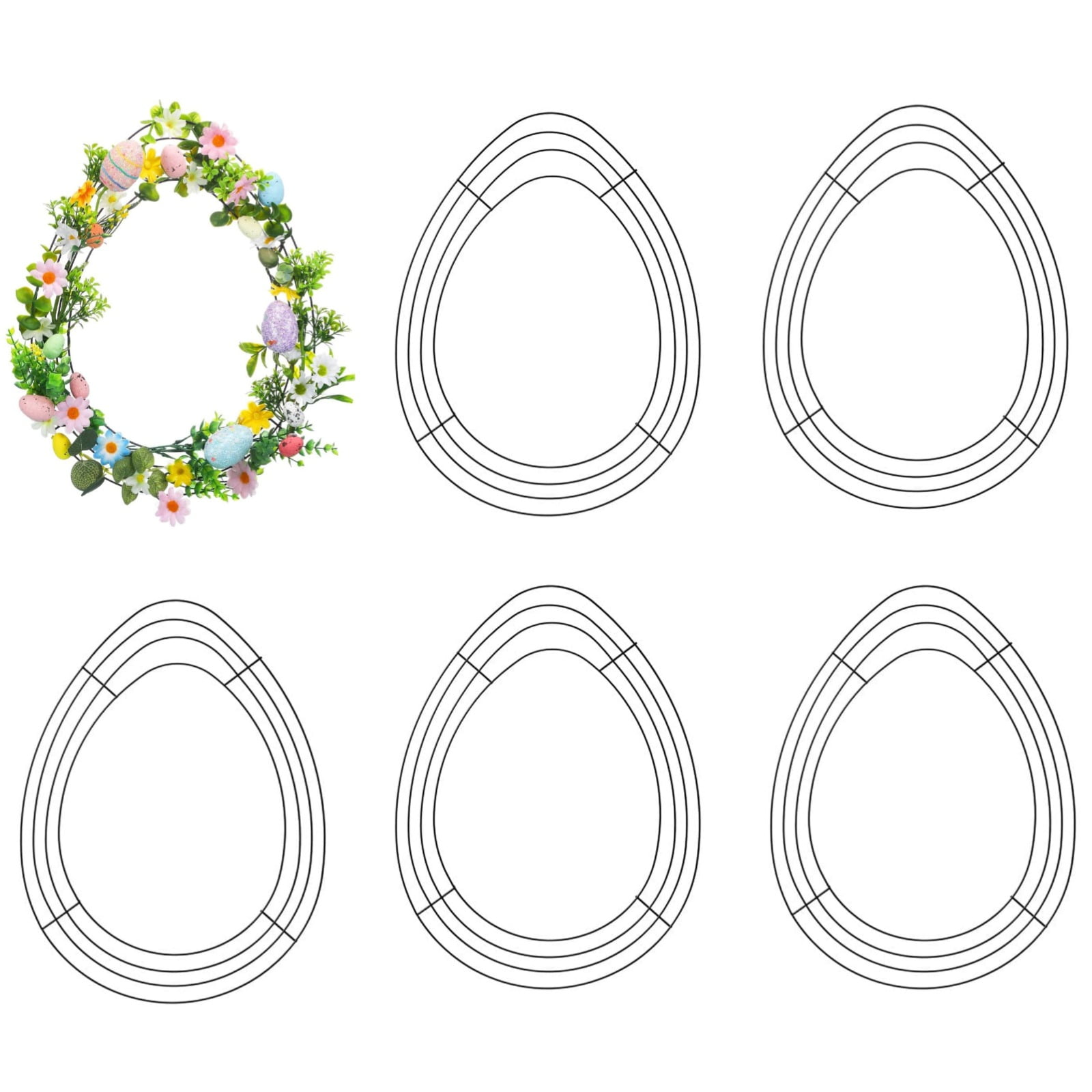 6 Pack Easter Egg Wreath Metal Frame Wire Form Floral Garden Bunny ...