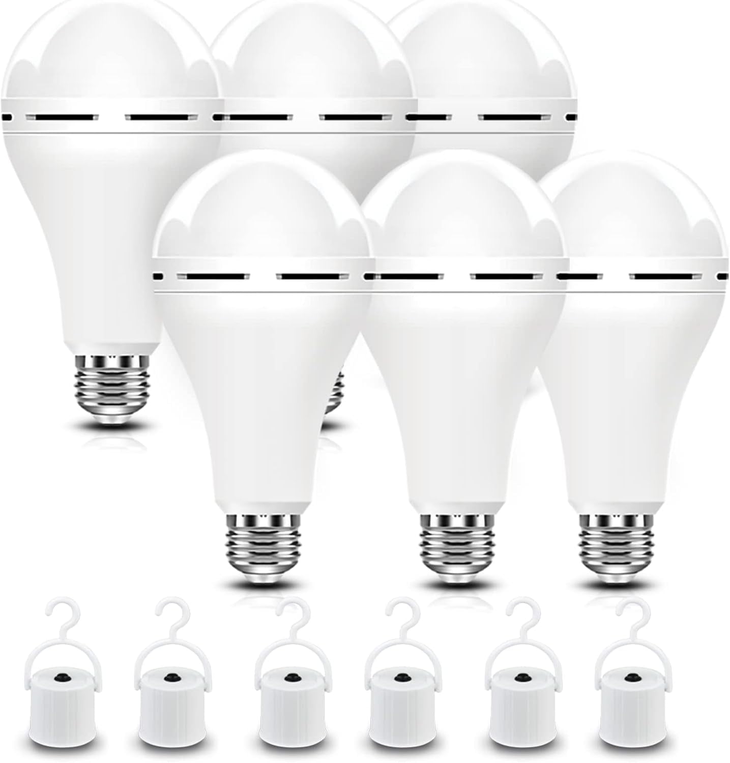 6 Pack Emergency Rechargeable Light Bulbs, 15W Equivalent LED Light ...