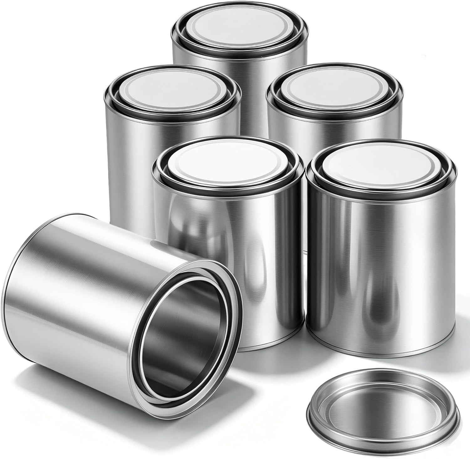 6 Pack Empty Paint Cans with Lids 1 Quart Tin Cans Unlined Metal Paint ...