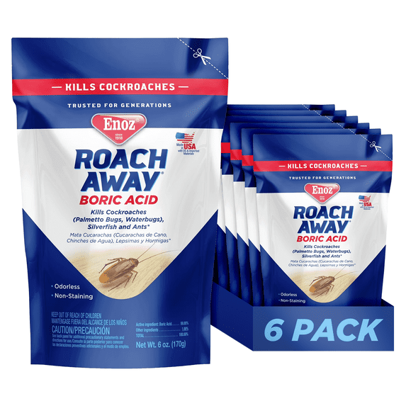 (6 Pack) Enoz Roach Away Boric Acid Powder, Cockroach Killer, 6 oz ...