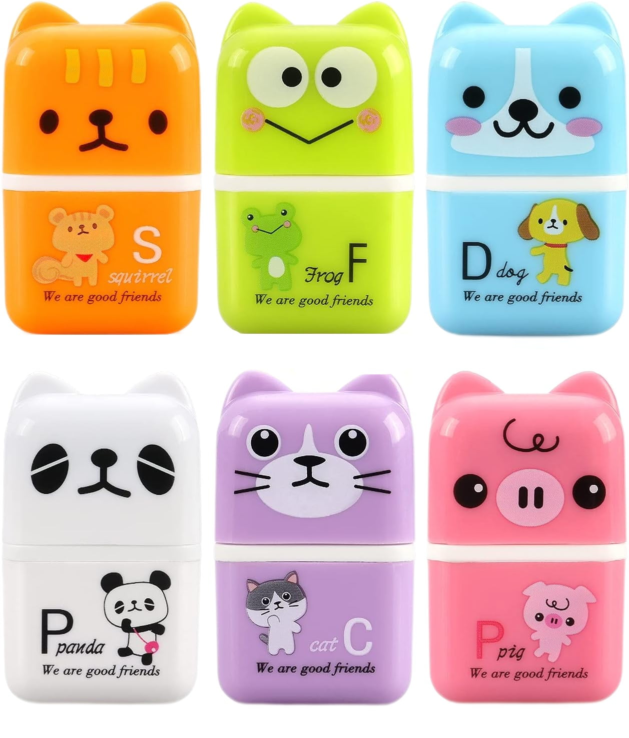 6 Pack Erasers,Cute Animal Cartoon Eraser,Cute Erasers With Cover And ...