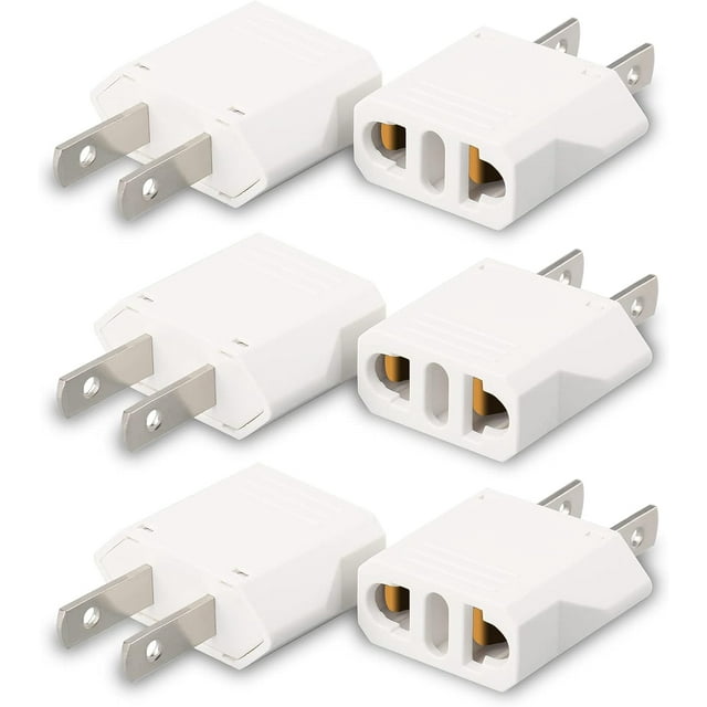 6 Pack European to US Plug Adapter, Travel Small European to American ...