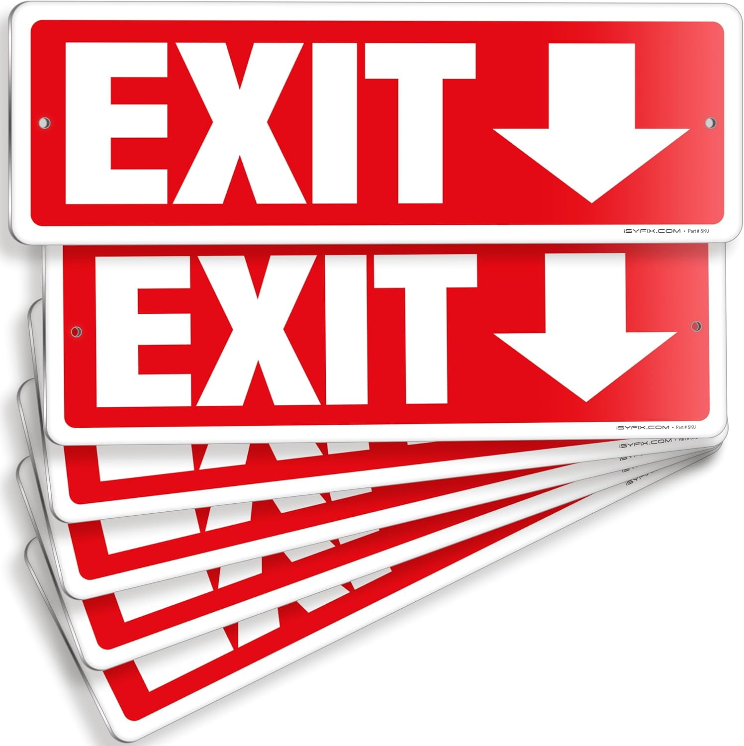 6 Pack Exit Signs with Directional Down Arrows - 12x4 Inch, Rust Free ...