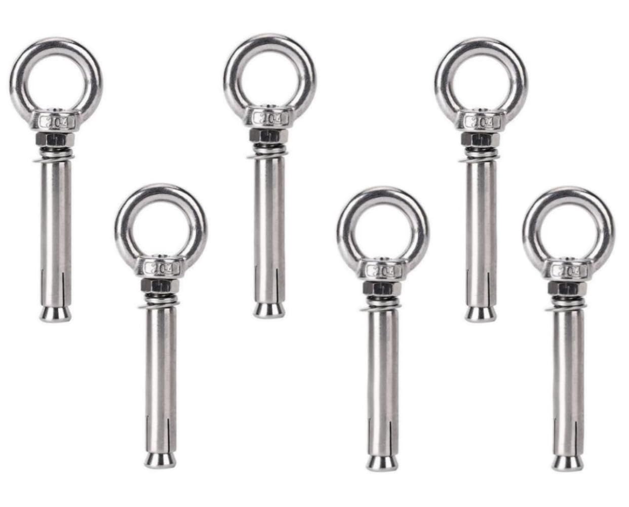 6 Pack Expansion Bolts Ring Screw 304 Stainless Steel Eyebolt Bolt ...