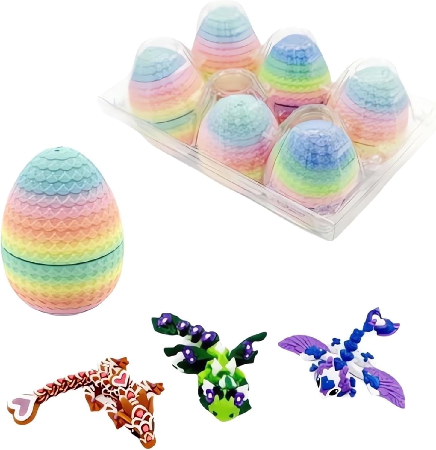 YHRY 6 Pack Exquisite Small Mystery Dragon Eggs 3D Printed Animal Mini ...
