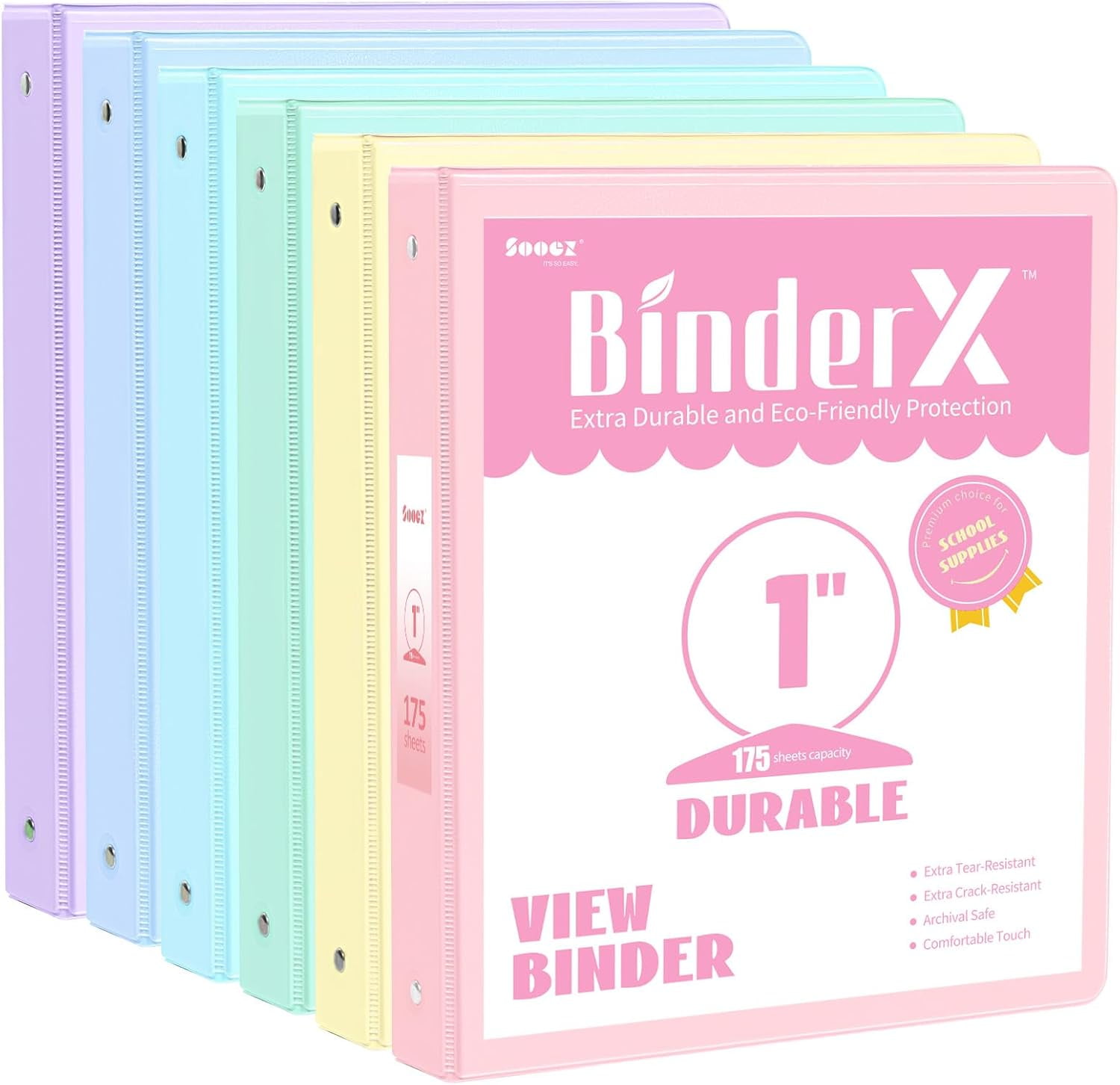 6 Pack Extra Durable 3 Ring Binders 1 inch, 1” Three Round Ring Binders ...