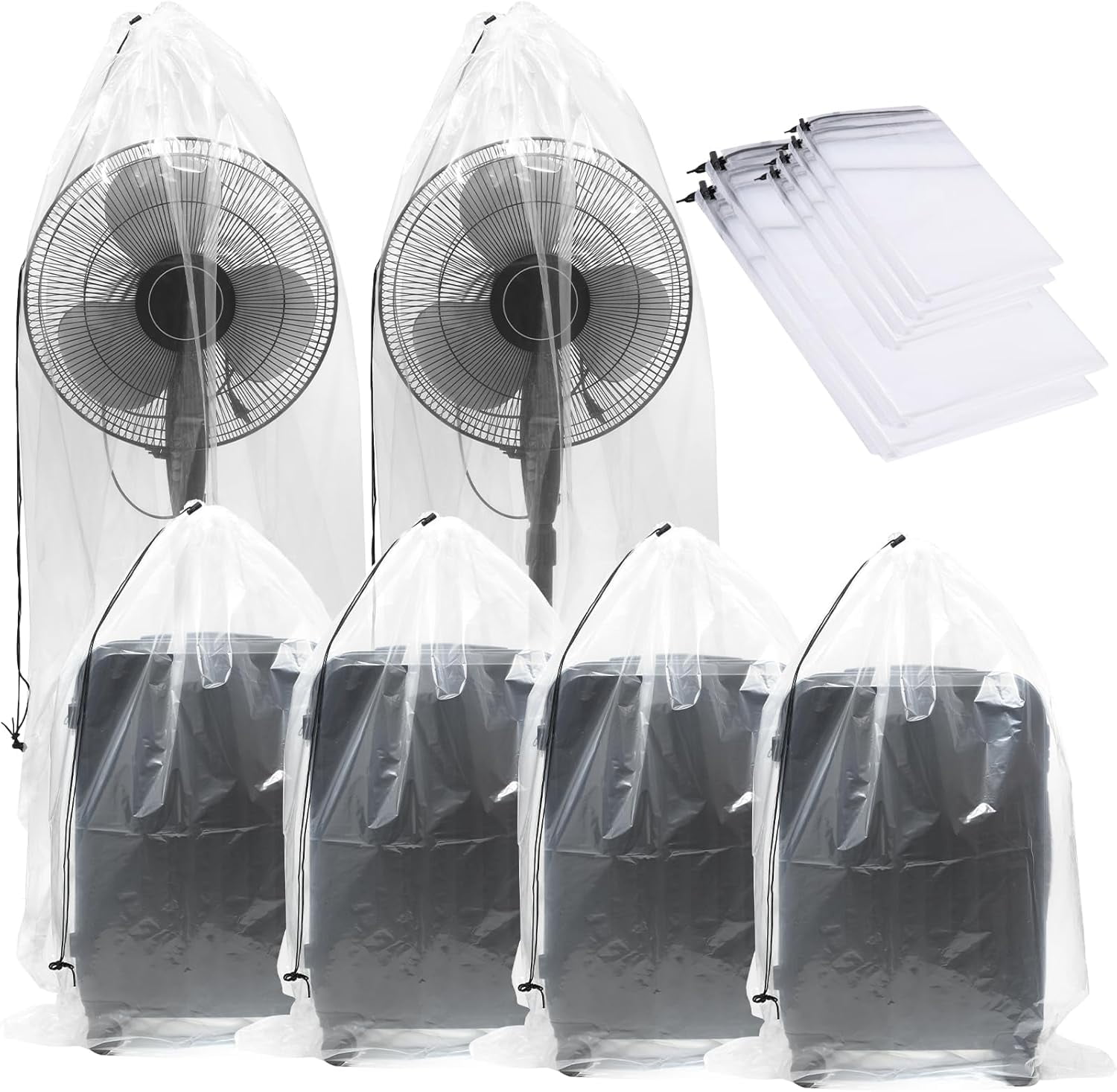 6 Pack Extra Large Clear Drawstring Plastic Bags, 2 Sizes Big Giant ...