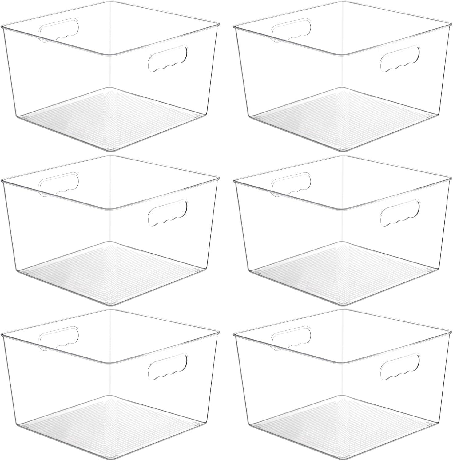 6 Pack Extra Large Clear Plastic Storage Bins,11x11 Cube Acrylic ...