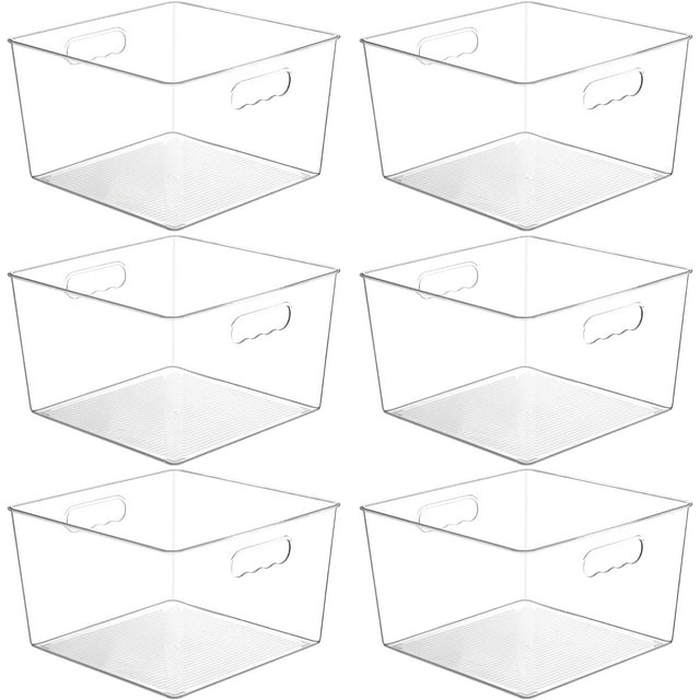6 Pack Extra Large Clear Plastic Storage Bins,11x11 Cube Acrylic ...