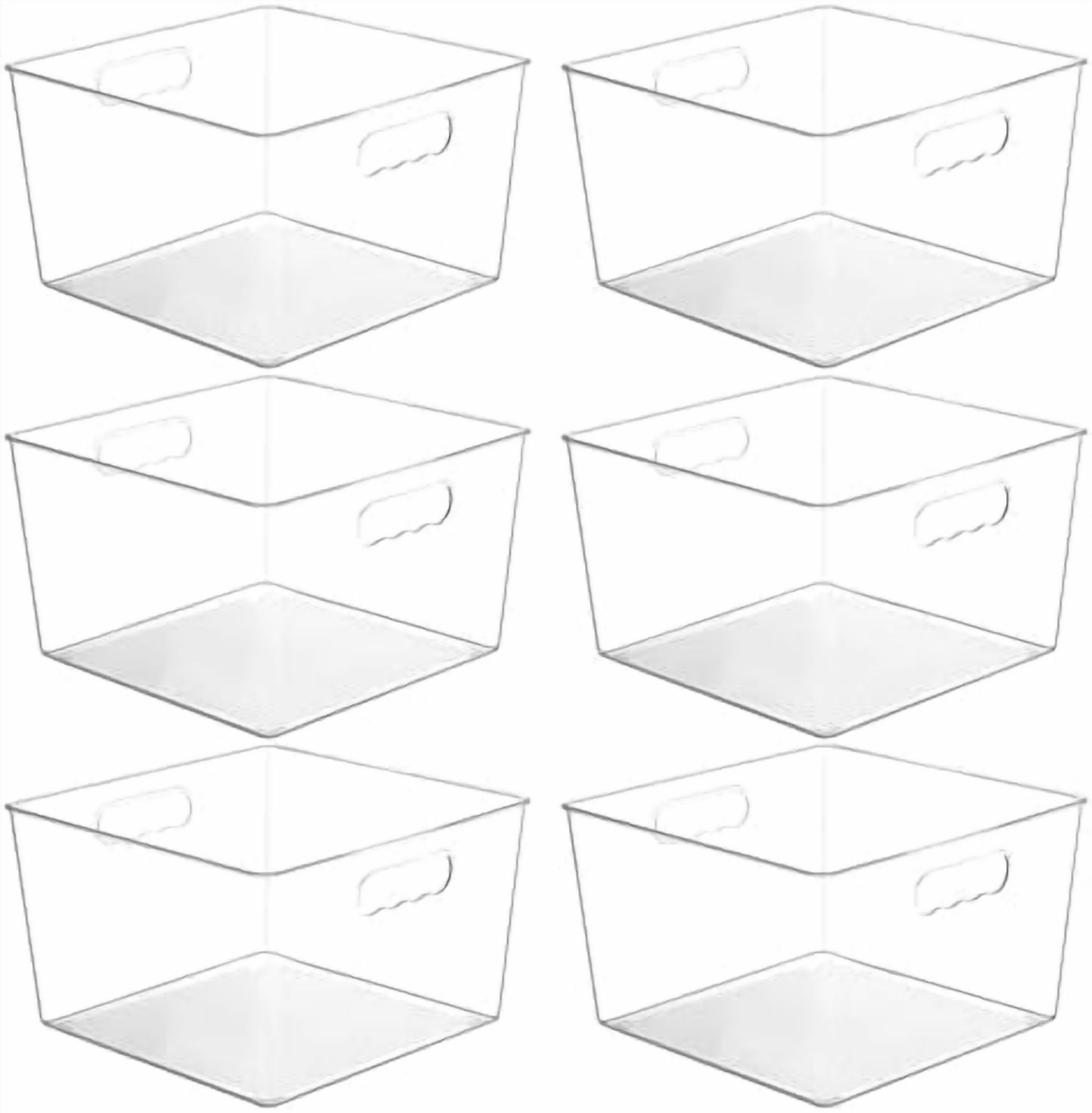 6 Pack Extra Large Clear Plastic Storage Bins,11x11 Cube Acrylic ...