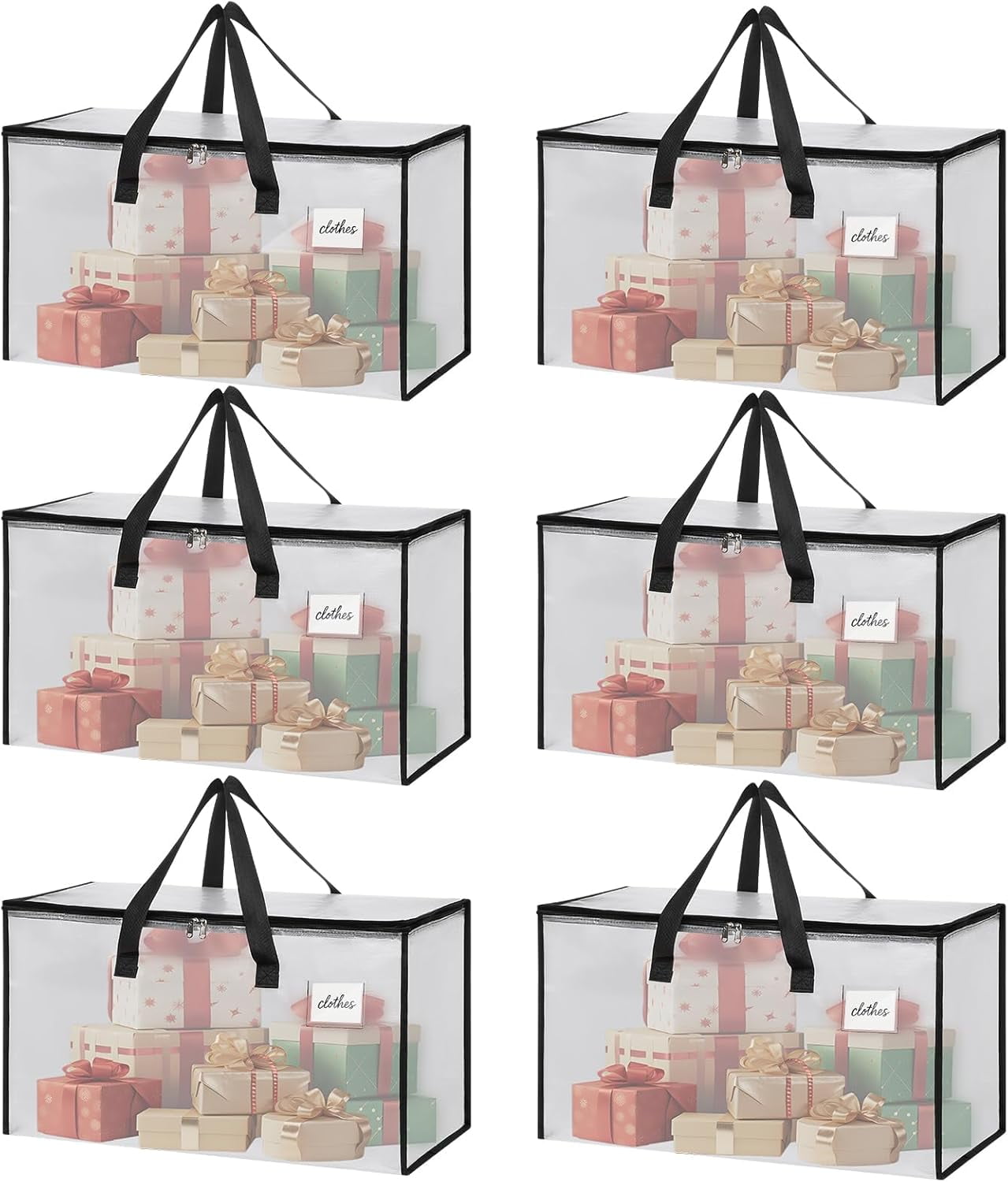 6 Pack Extra Large Heavy Duty Clear Moving Bags with Reinforced Zippers ...