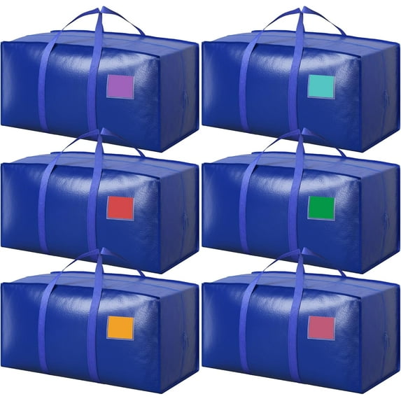 6 Pack Extra Large Heavy Duty Moving Bags with Reinforced Zipper & Wide ...