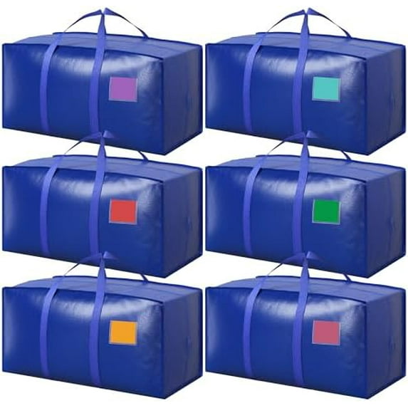 6 Pack Extra Large Heavy Duty Moving Bags with Reinforced Zipper & Wide ...