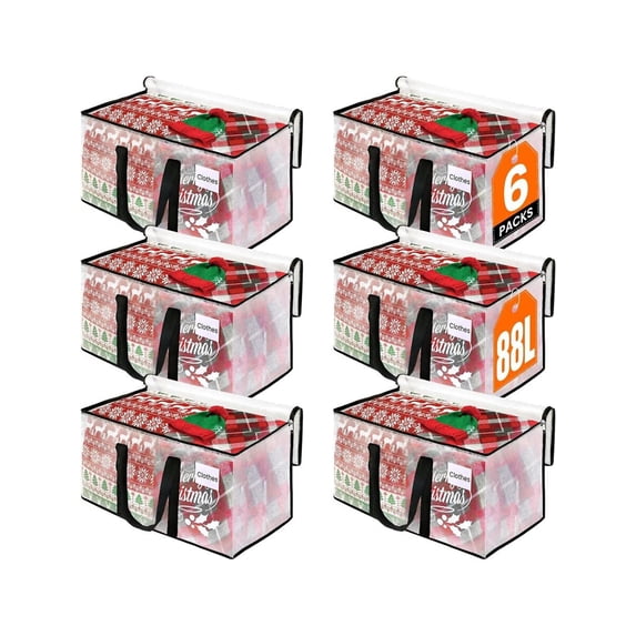 6-Pack Extra Large Moving Bags Heavy Duty, Clear Storage Totes with ...