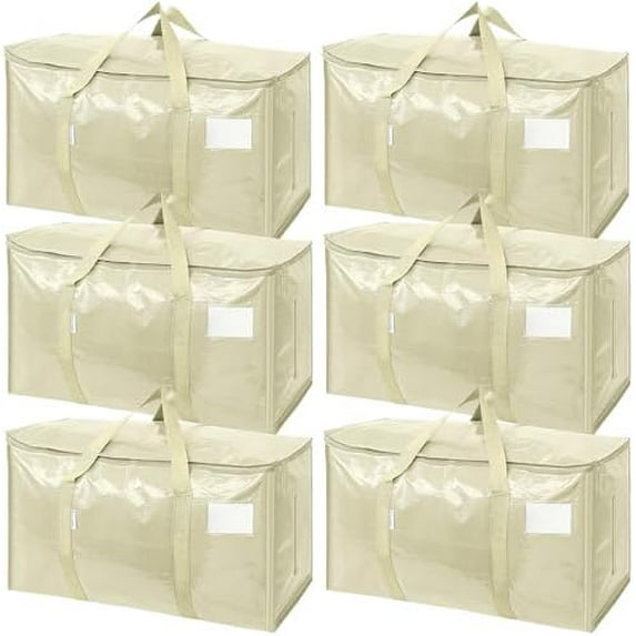 6 Pack Extra Large Moving Bags with Zippers & Carrying Handles, Heavy ...