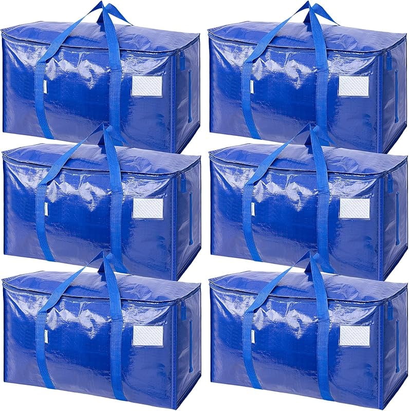 6 Pack Extra Large Moving Bags with Zippers & Carrying Handles, Heavy ...