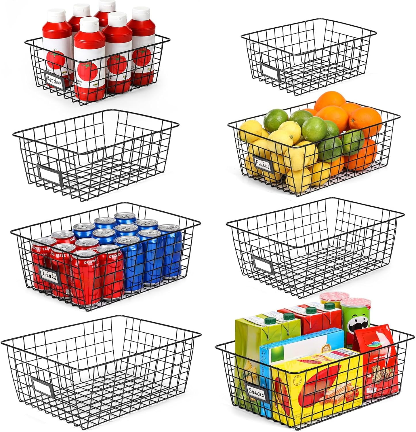 6 Pack [ Extra Large ] Wire Storage Baskets for Organizing with Lables ...