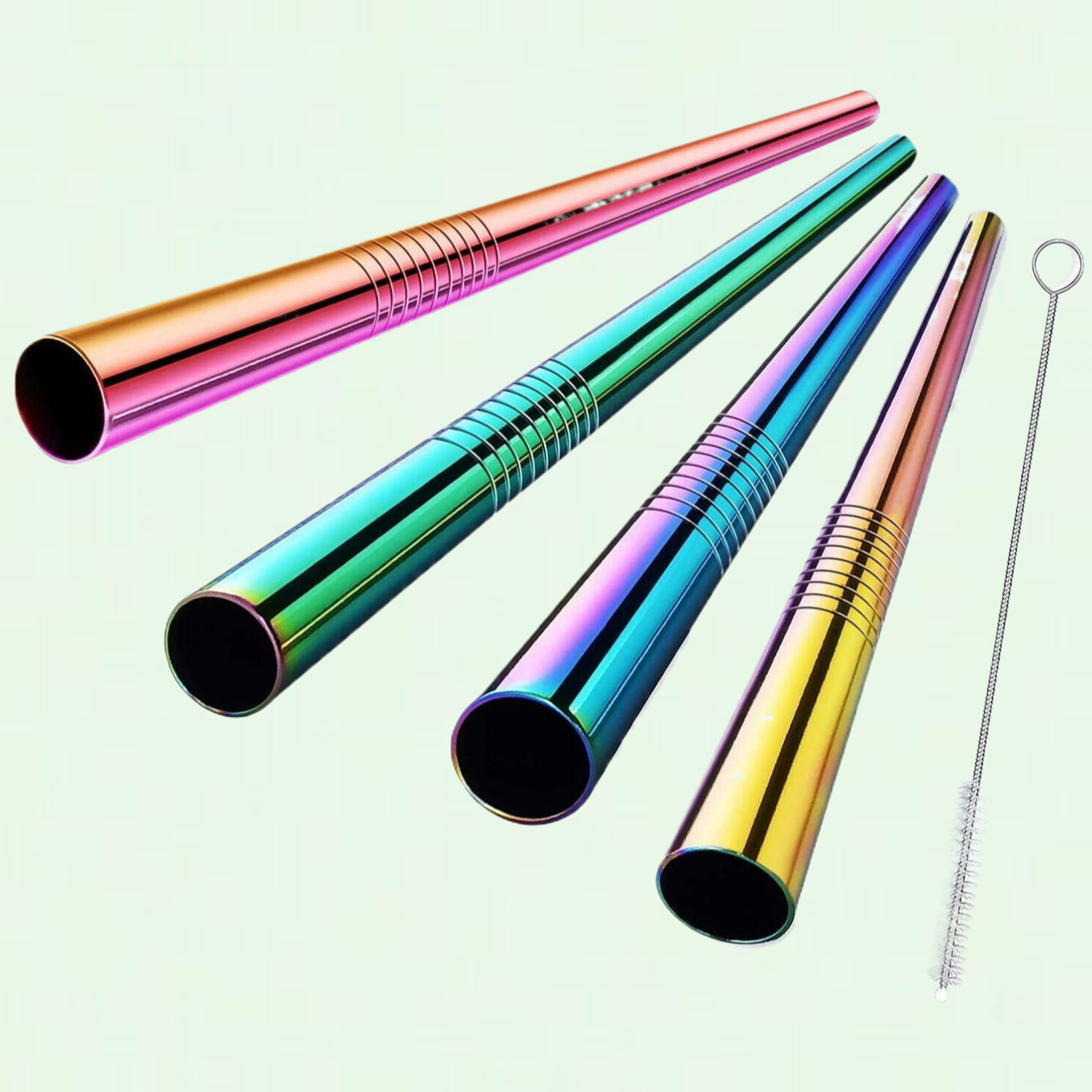 6-Pack Extra Wide Boba Straws, Stainless Steel Metal Reusable Smoothie ...