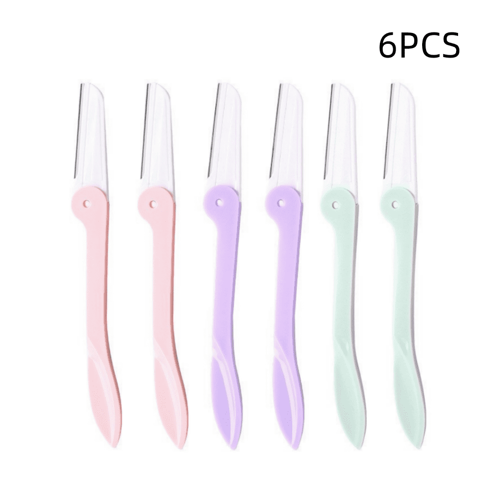 6 Pack Eyebrow Razors Folding Facial Razor for Women Face Hair Remover Exfoliating Dermaplaning ...