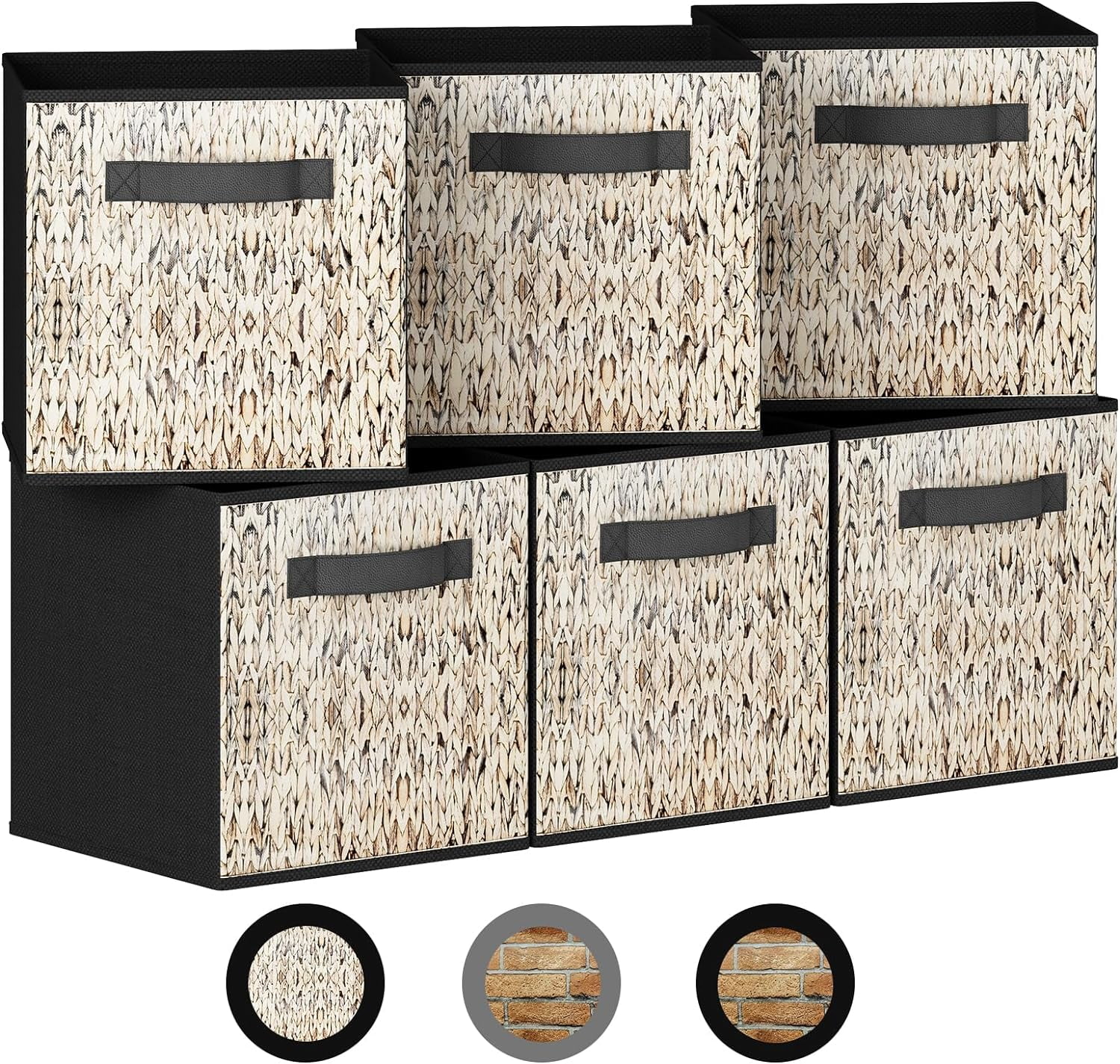 6 Pack Fabric Storage Cubes. 13 Inch Cube Storage Bins with Handle ...