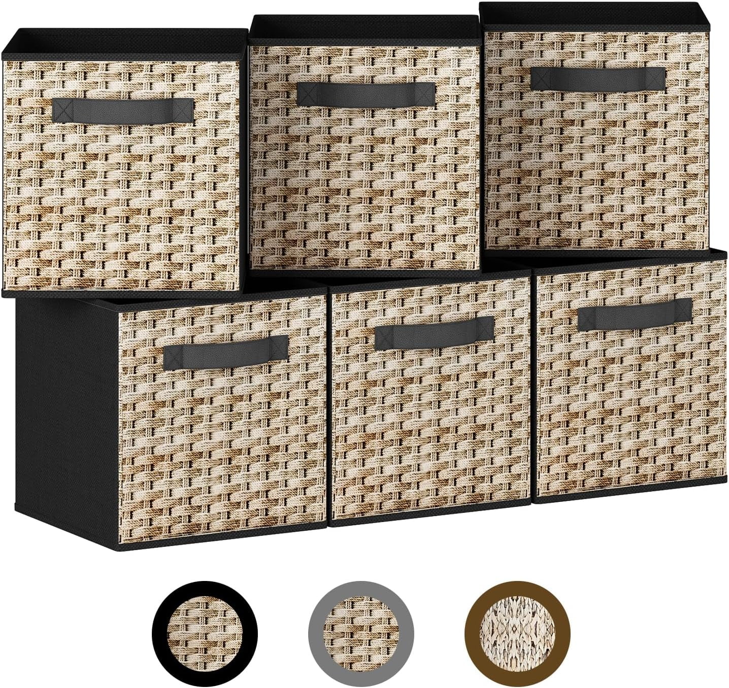 6 Pack Fabric Storage Cubes. 13 Inch Cube Storage Bins with Handle ...