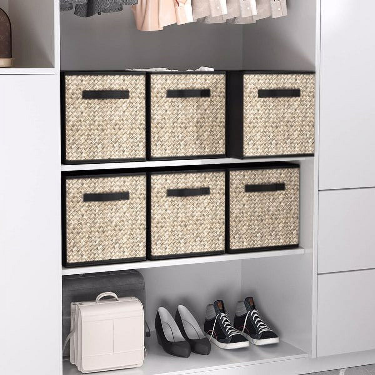 6 Pack Fabric Storage Cubes with Handle, Foldable 11 Inch Cube Storage Bins, Storage Baskets for ...