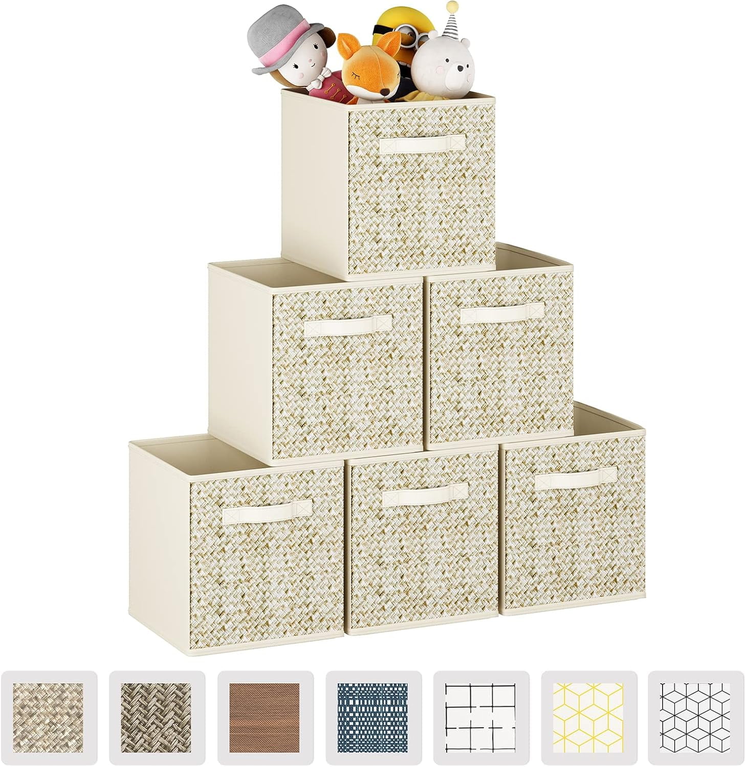 6 Pack Fabric Storage Cubes with Handle, Foldable 13x13 Inch Large Cube ...