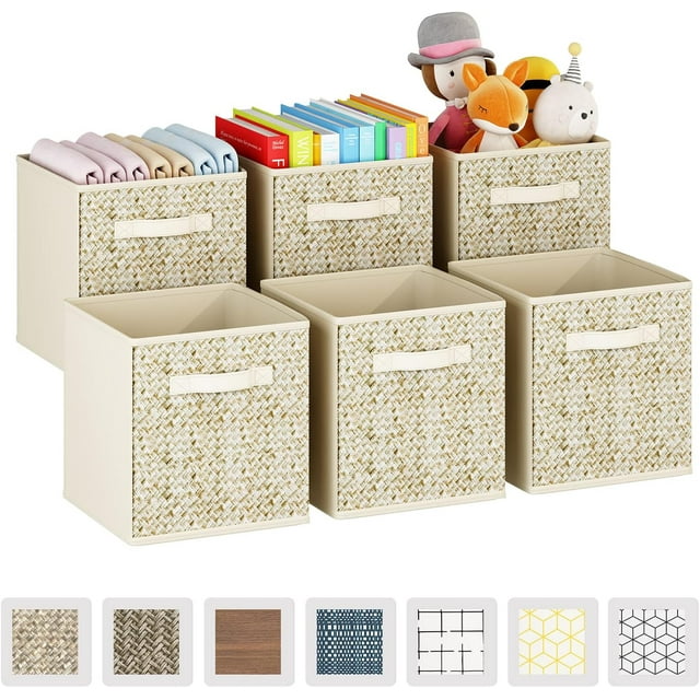 6 Pack Fabric Storage Cubes with Handle, Foldable 13x13x15 Inch Cube ...