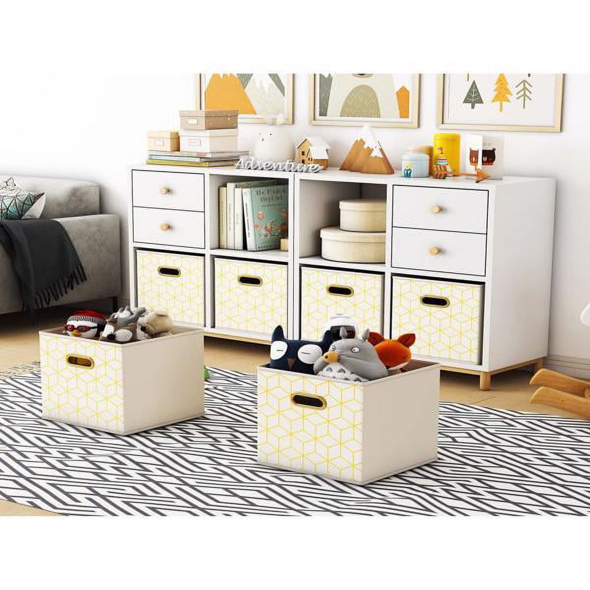 6 Pack Fabric Storage Cubes with Handle, Foldable 11 Inch Cube Storage ...