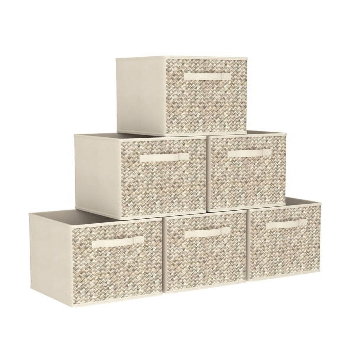 6 Pack Fabric Storage Cubes with Handle, Foldable 11 Inch Cube Storage ...