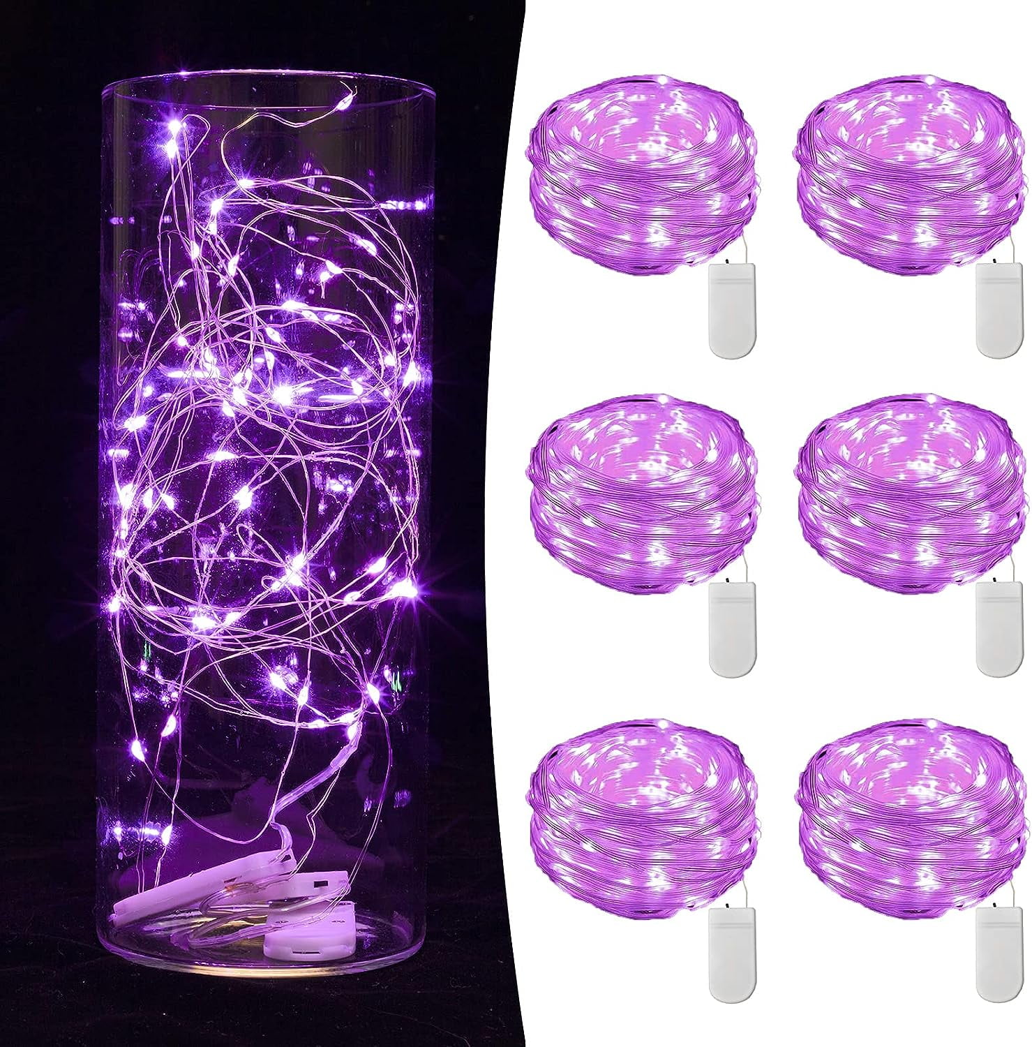 6 Pack Fairy Lights Battery Operated - 6.6 ft 20 LED Mini String Lights ...