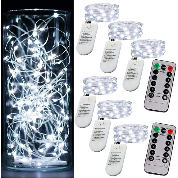 6 Pack Fairy Lights Battery Operated Mini String Lights with Timer 2PCS ...