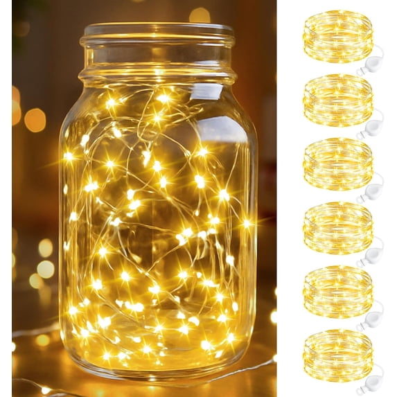 6 Pack Fairy Lights Operated, 7FT 20 LED Mini String Lights Wire for ...
