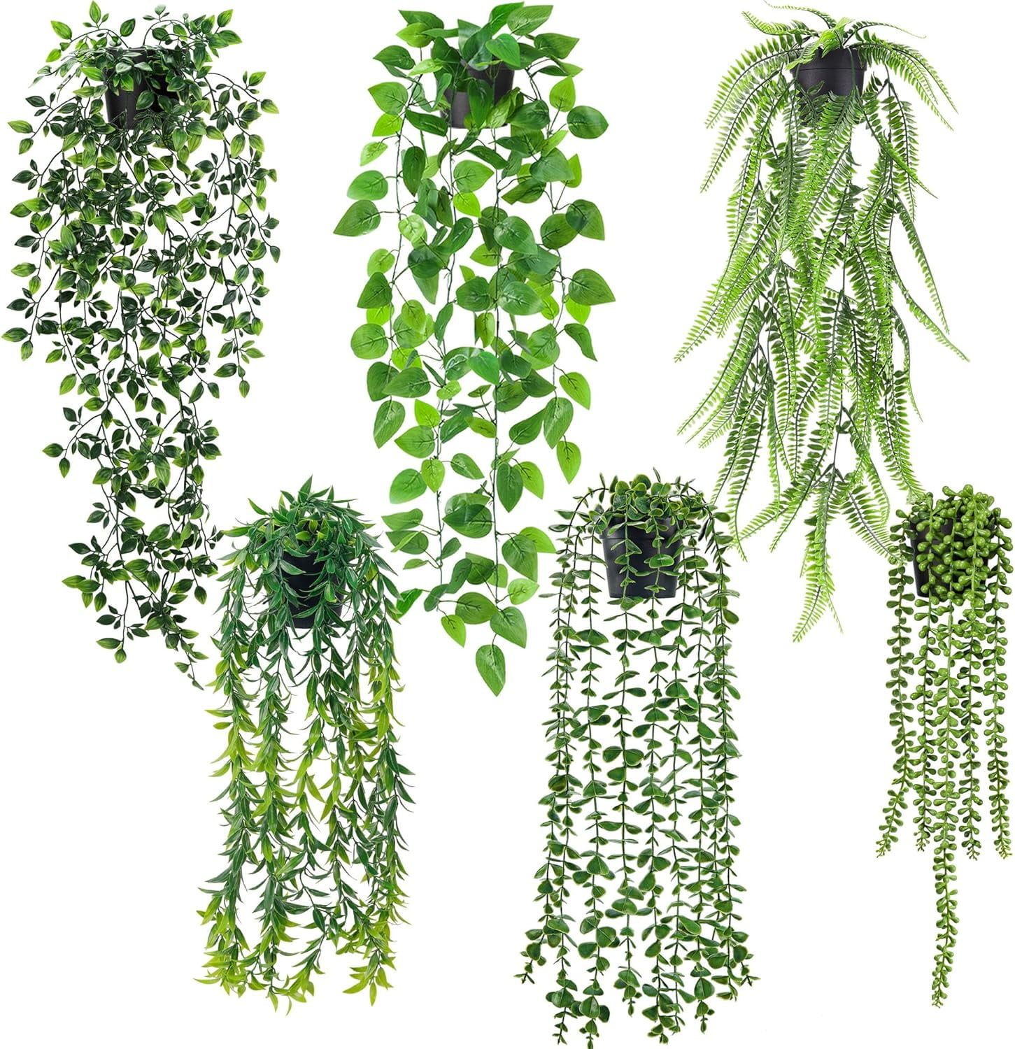 6 Pack Fake Greenery Hanging Artificial Vines Artificial Greenery ...