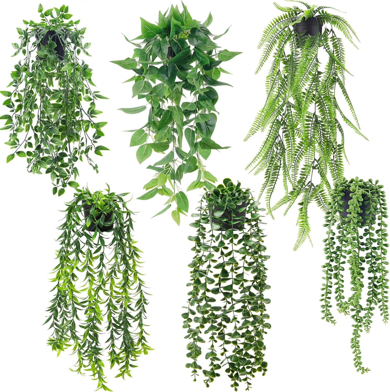 6 Pack Fake Plants Hanging Artificial Vines Faux Plants Indoor for Wall ...