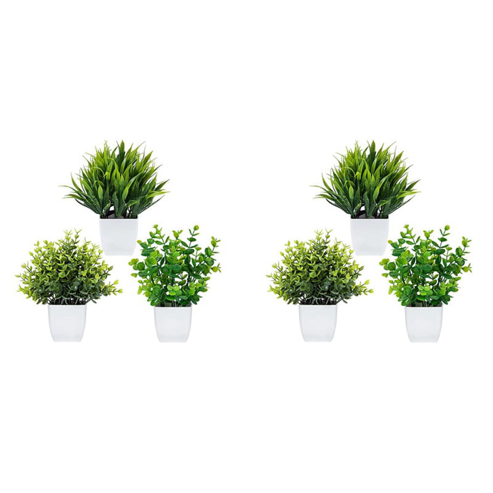 6 Pack Fake Plants in Pots Artificial Eucalyptus Plant Mini Potted Faux ...