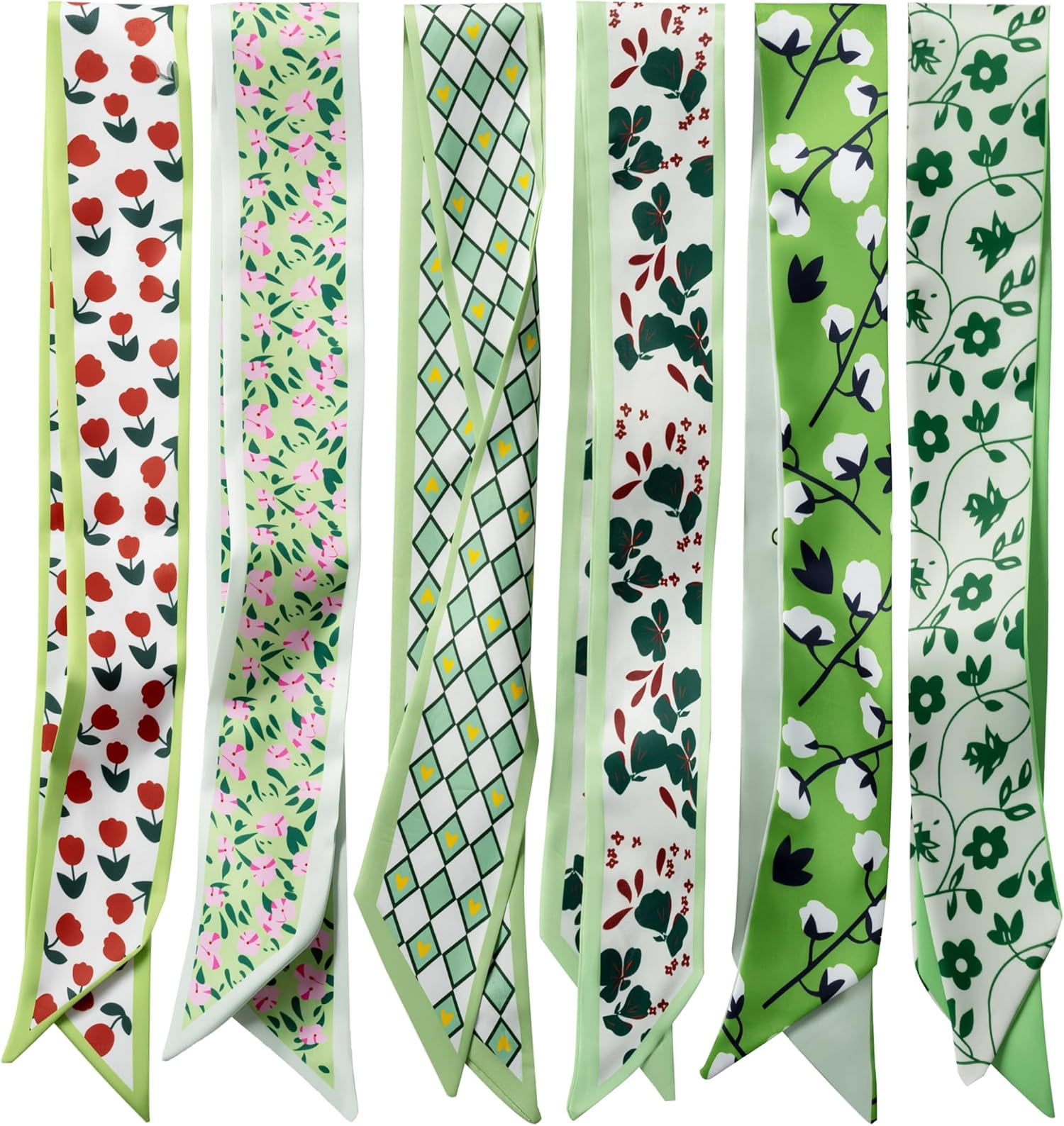 6 Pack Fashion Scarves for Women, Versatile Boho Scarf, Satin Scarf for ...