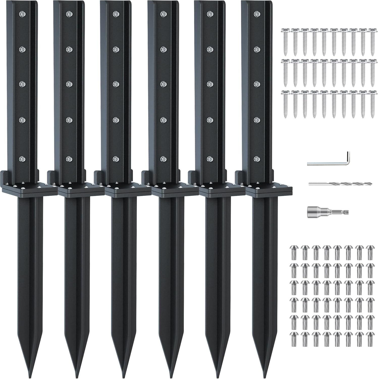 6-Pack Fence Post Repair Kit Heavy Duty 32in Ground Anchor Thickened 13 ...